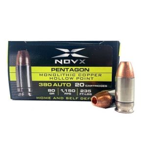 NovX Pentagon .380 ACP 80 Gr. Monolithic Copper HP